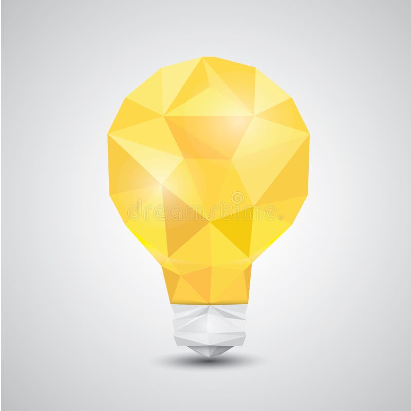 Light Bulb Vector Icon Low Poly Style. Stock Vector - Illustration of ...