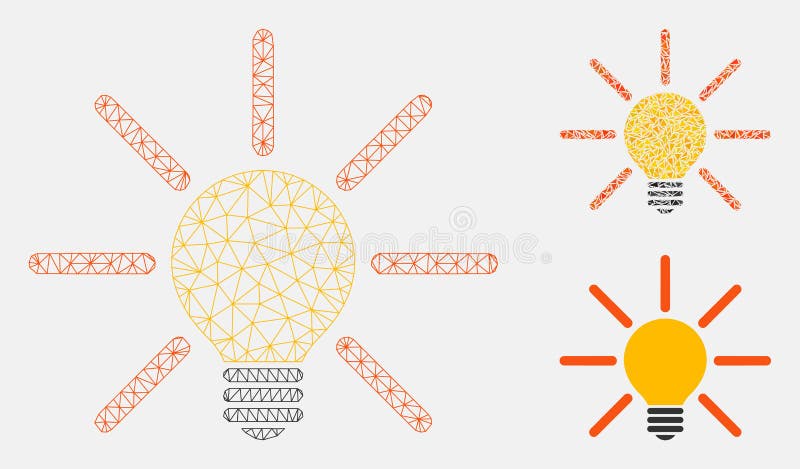 Light Bulb Vector Mesh Network Model and Triangle Mosaic Icon Stock ...