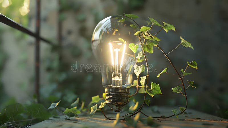 Light Bulb with Vines Organic Growth of Ideas Design. Stock ...