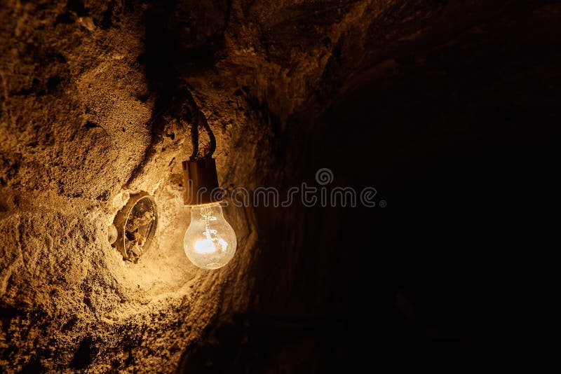 Light bulb wall in a cave stock image. Image of christmas - 174220335