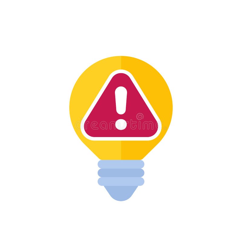 Light Bulb and Warning Alert Icon, Vector Stock Vector - Illustration ...