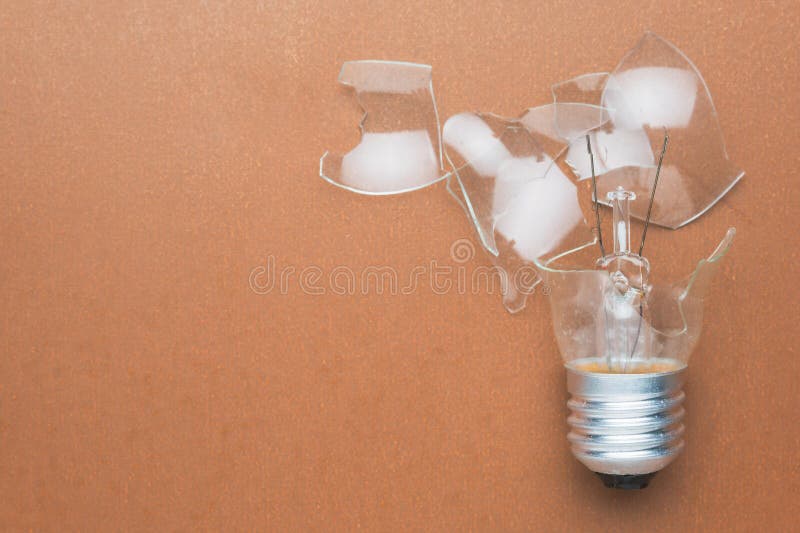 The Light Bulb Was Shattered into Pieces Stock Photo - Image of ...