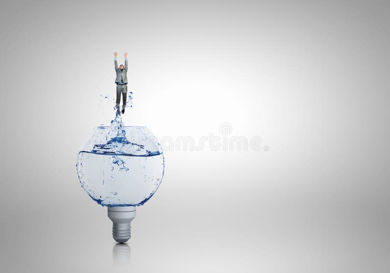 Light bulb with water stock photo. Image of electric - 56064770