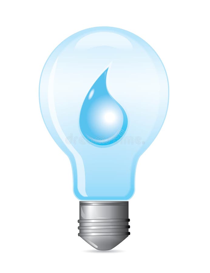 Light bulb with water drop stock vector. Illustration of ecological ...