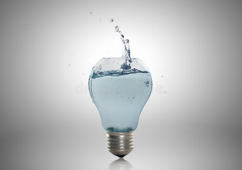 Light bulb with water stock photo. Image of clear, electricity - 57778848