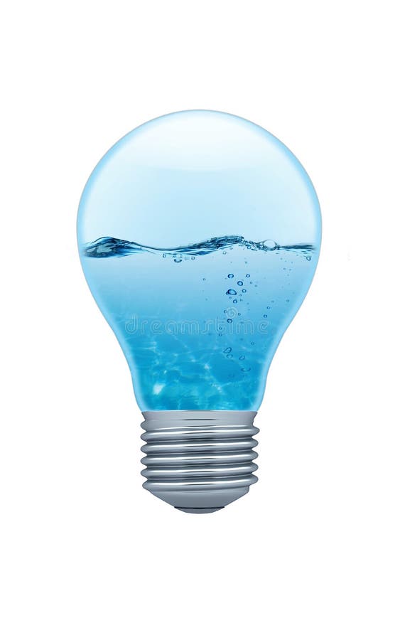Light Bulb with Water Inside Stock Illustration - Illustration of lamp ...