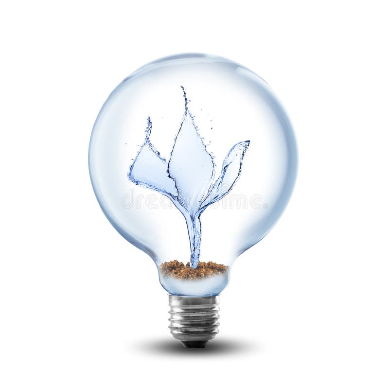 Light Bulb with Water and Splash Stock Image - Image of electricity ...