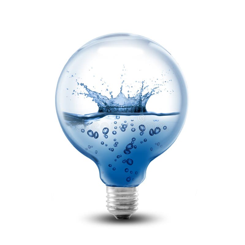 Light Bulb with Water and Splash Stock Image - Image of energy ...