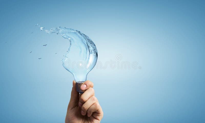 Light Bulb from Water Splash Stock Photo - Image of splash, science ...