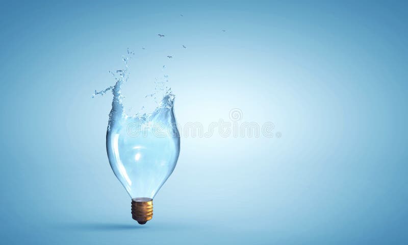 Light Bulb from Water Splash Stock Illustration - Illustration of lamp ...