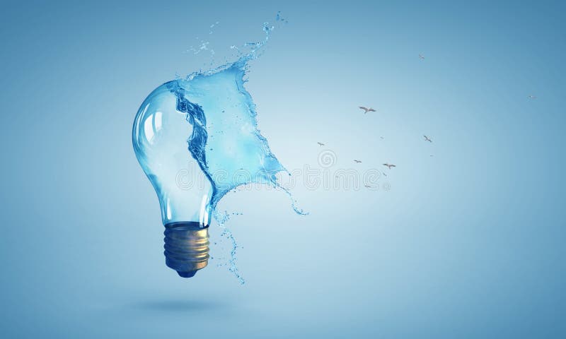 Light Bulb from Water Splash Stock Illustration - Illustration of ...