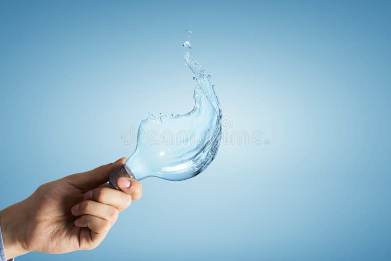 Light Bulb from Water Splash . Mixed Media Stock Image - Image of idea ...