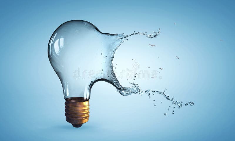 Light Bulb from Water Splash Stock Photo - Image of environment, motion ...