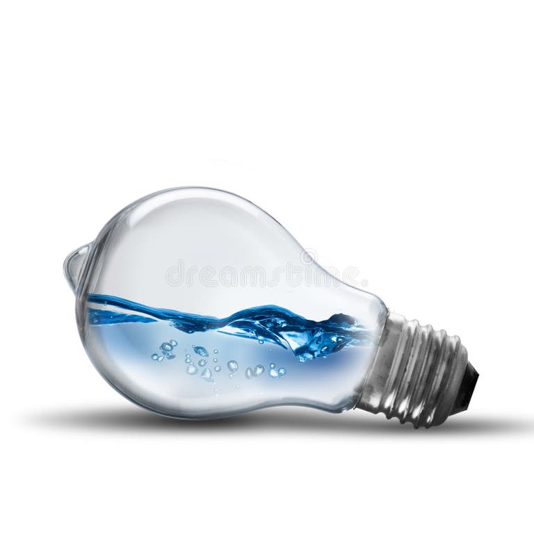 Light bulb with water wave stock photo. Image of glass - 44650790