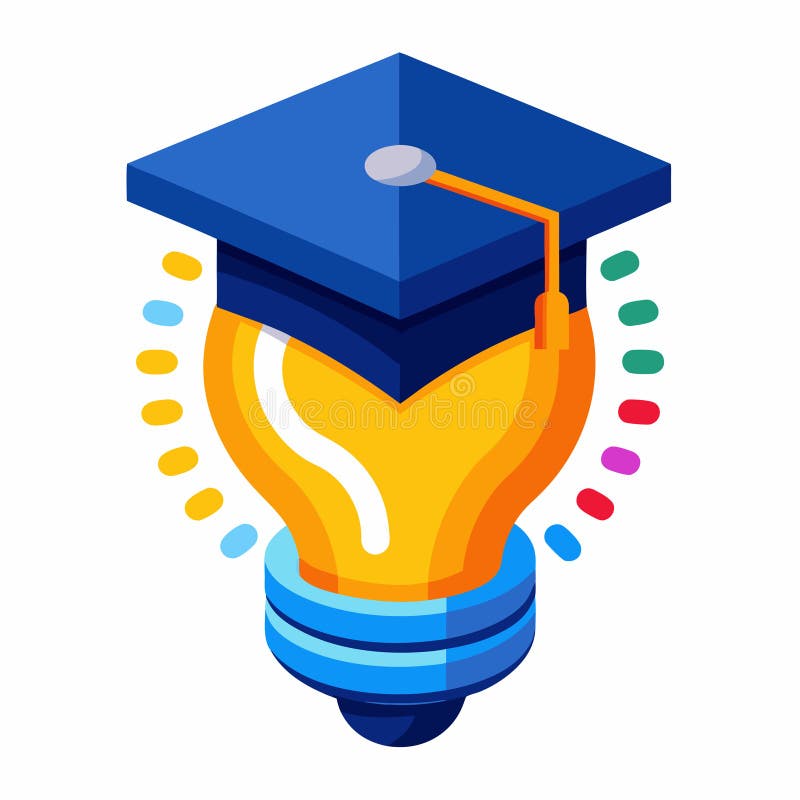 A Light Bulb Wears a Graduation Cap with a Tassel Hanging on One Side ...