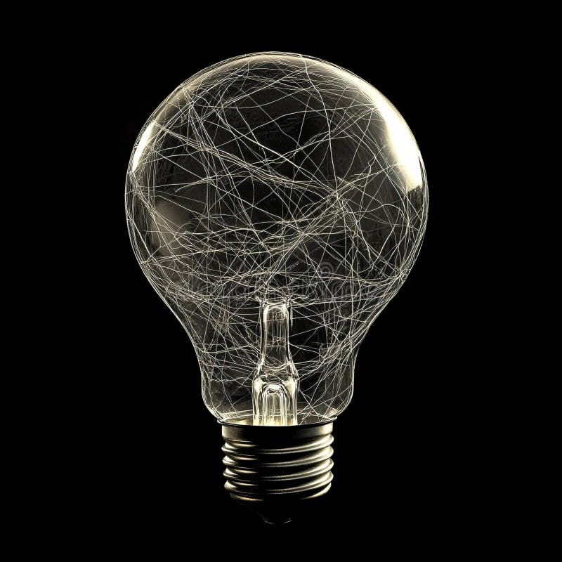 Light Bulb with a Web of Lines Inside of it Stock Illustration ...