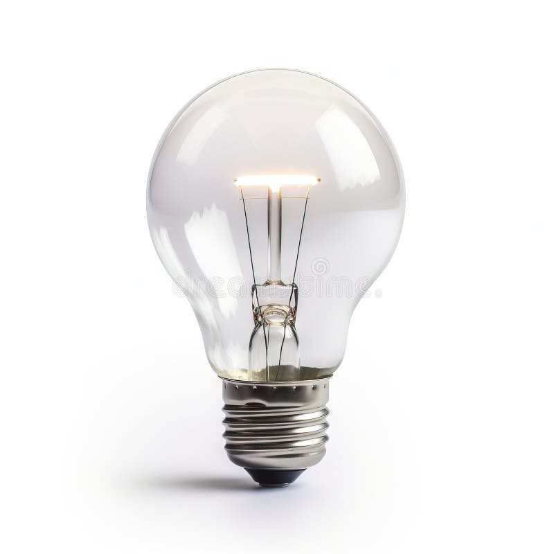 A Light Bulb with a Clear Glass Cover on a White Background with a ...