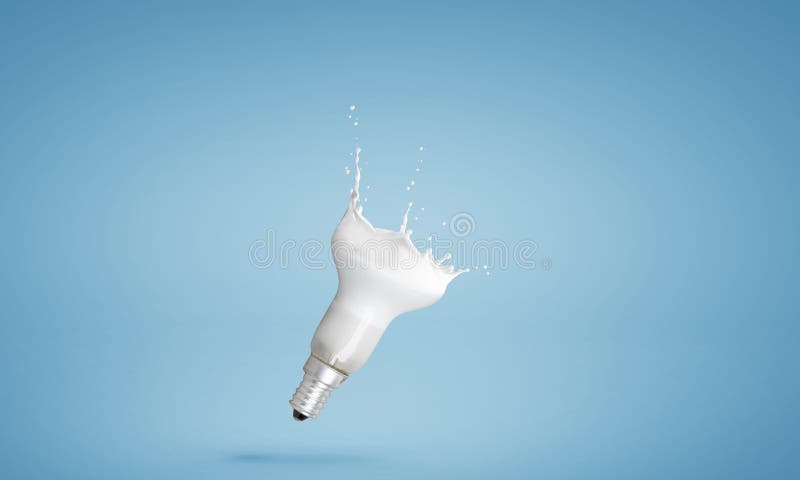 Light Bulb with White Glass Splash Stock Illustration - Illustration of ...