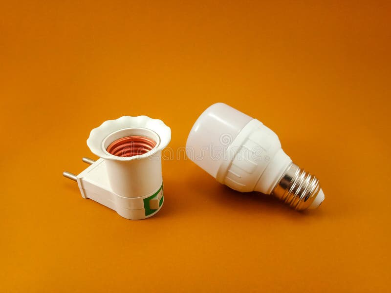 Light Bulb with a White Plug Adapter Stock Image - Image of ...