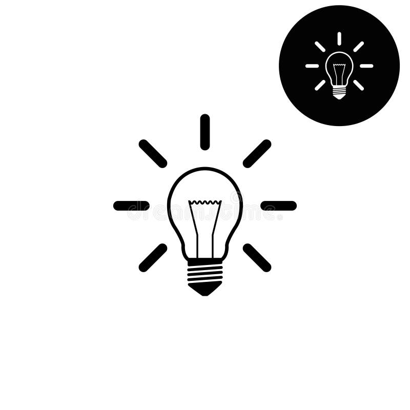 Light Bulb - White Vector Icon Stock Vector - Illustration of bright ...