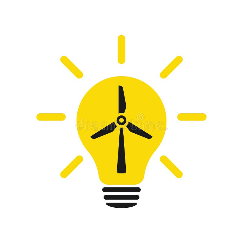 Light Bulb-wind Power Plant. Green Energy Concept Stock Vector ...