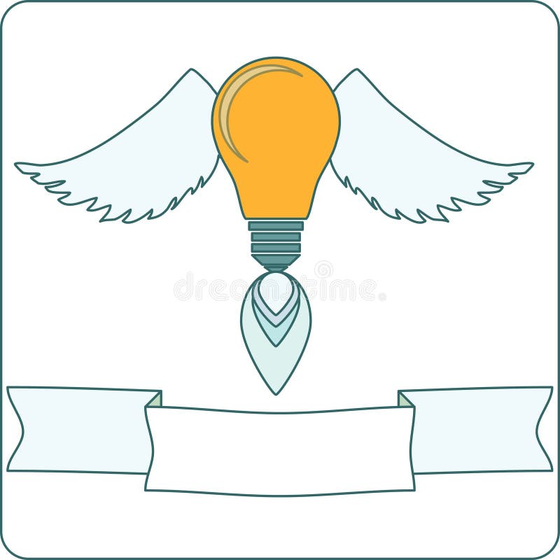 Light Bulb with Wings and Banner Stock Vector - Illustration of flying ...
