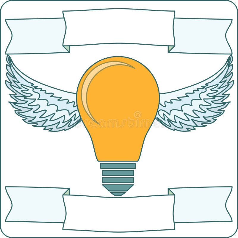 Light Bulb with Wings and Banners Stock Vector - Illustration of eureka ...