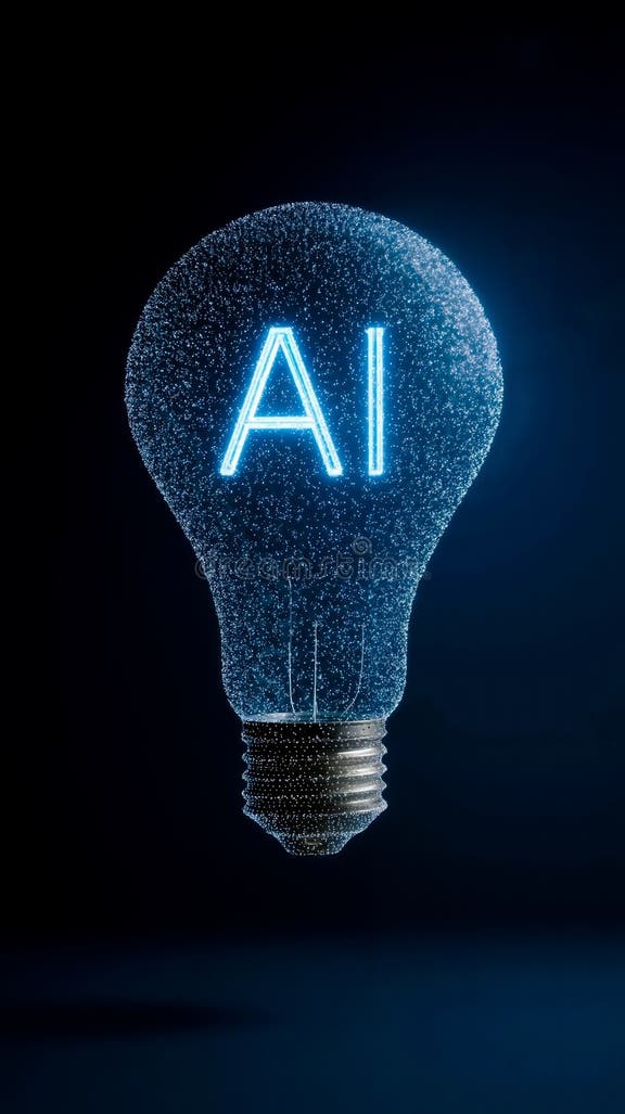 A Light Bulb with the Word AI Written on it Stock Image - Image of ...