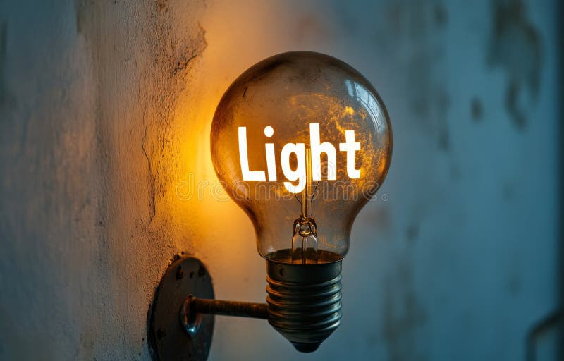 A Light Bulb with the Words Light Written on it. Generative AI. Stock ...