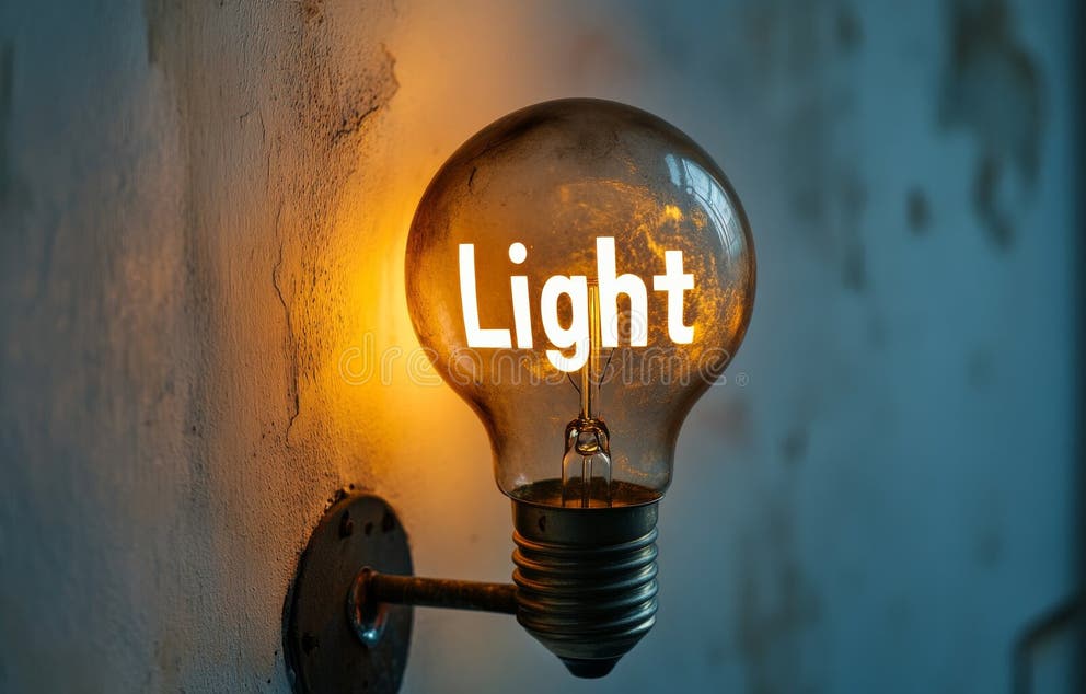 A Light Bulb with the Words Light Written on it. Generative AI. Stock ...
