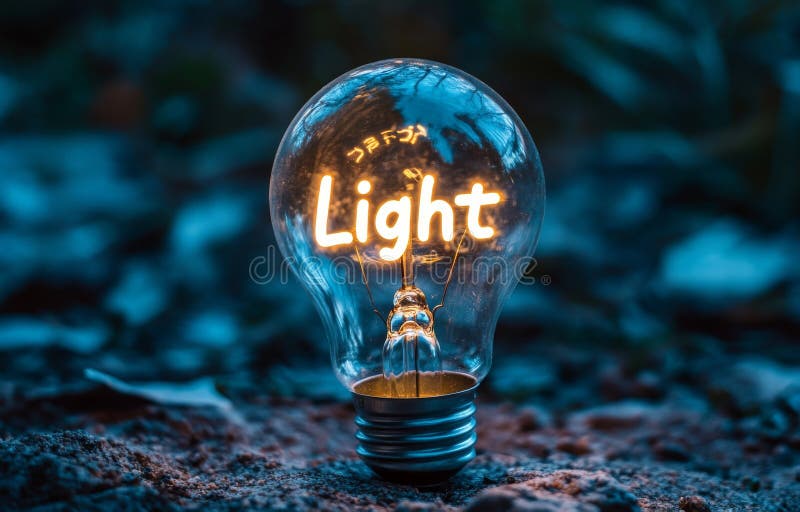 A Light Bulb with the Words Light Written on it. Generative AI. Stock ...