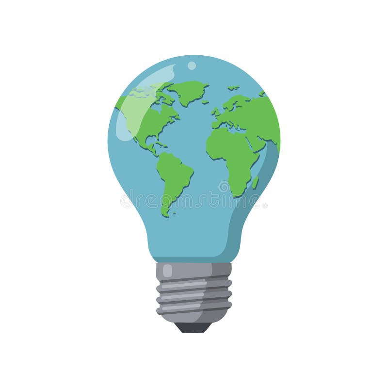 Light Bulb with World Map Globe Design Eco Friendly Energy Concept ...