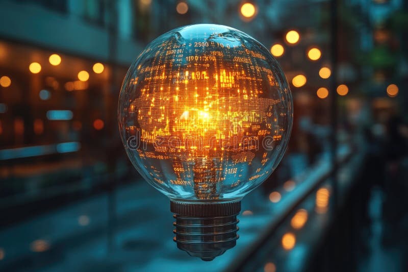 A Light Bulb with a World Map Inside, Ideal for Representing Global ...