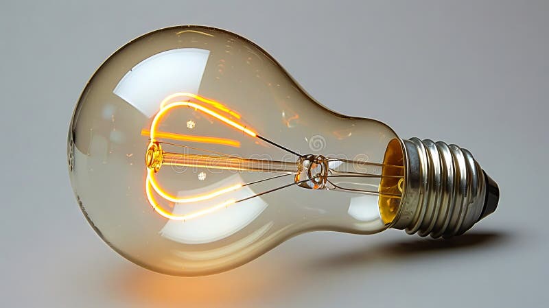 A Light Bulb with a Yellow Light Stock Image - Image of bulb, lamp ...