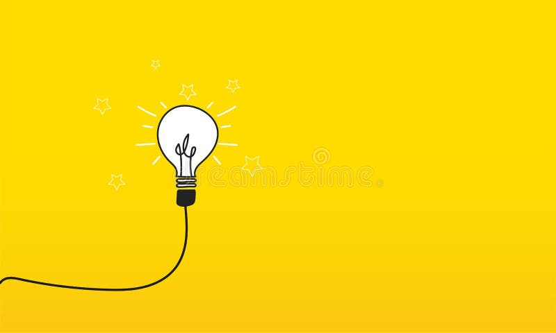 Light Bulb on Yellow Background. Concept of New Ideas, Innovation ...