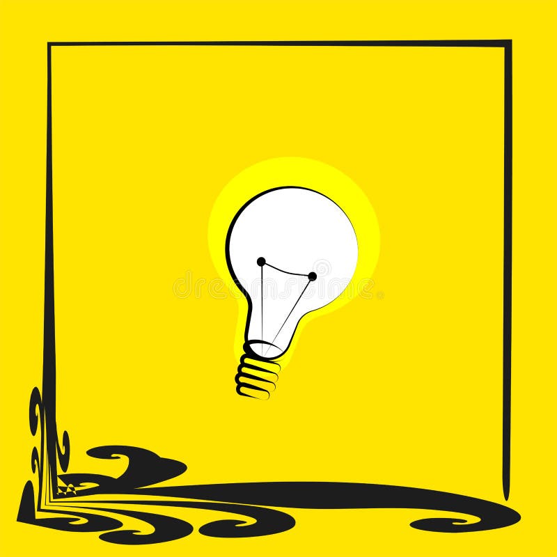 Light Bulb on Yellow Background, Idea Vector Illustration Stock Vector ...