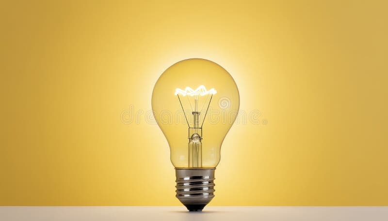 Light Bulb on Yellow Surface Stock Image - Image of surface ...