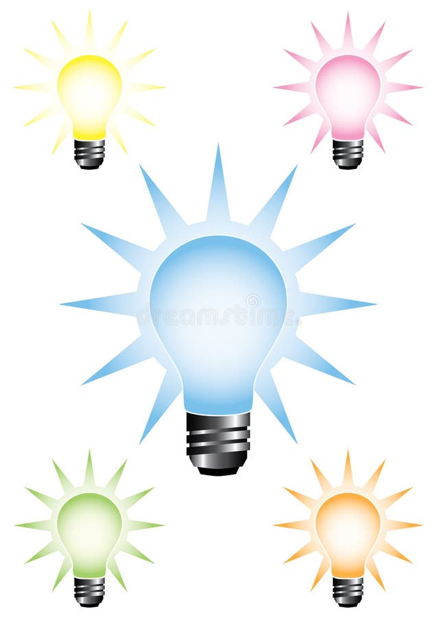 Light Bulbs (5 Colors) stock vector. Illustration of light - 6157579