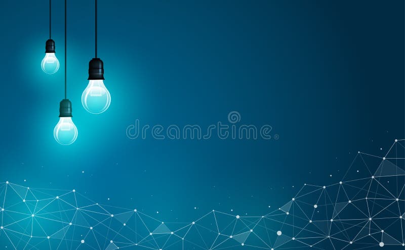 Light Bulbs on Abstract Geometric Polygonal Background. Business ...