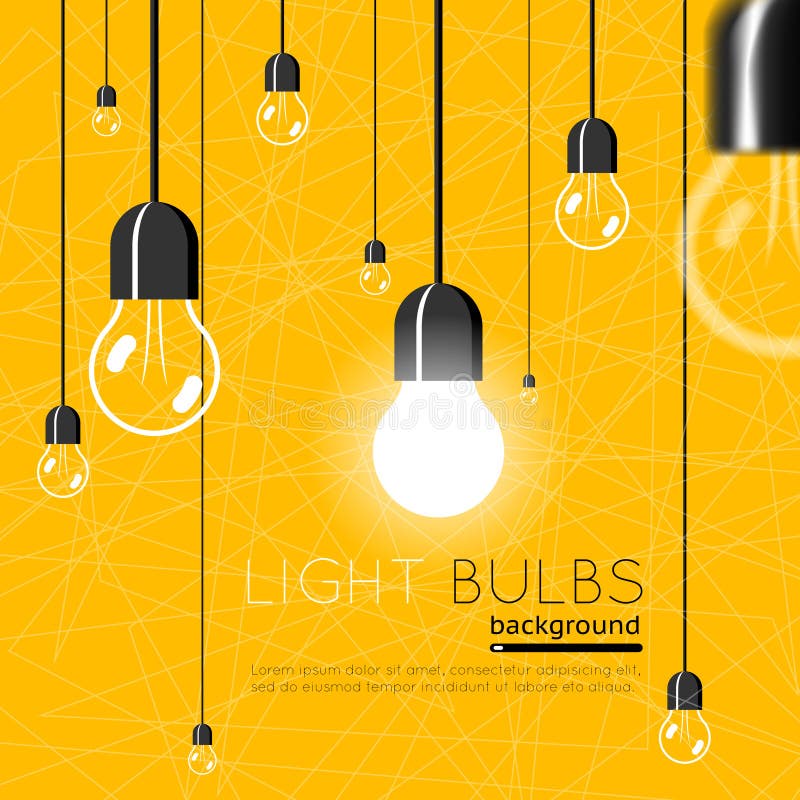 Light Bulbs Background. Idea Concept Vector Design Illustration Stock ...