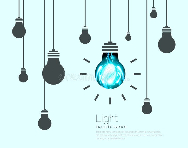 Light Bulbs Background. Industrial Science Idea Concept Vector ...