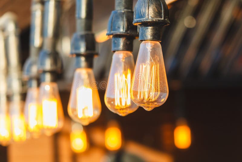 Light Bulbs in the Bar As Decoration Stock Photo - Image of design ...