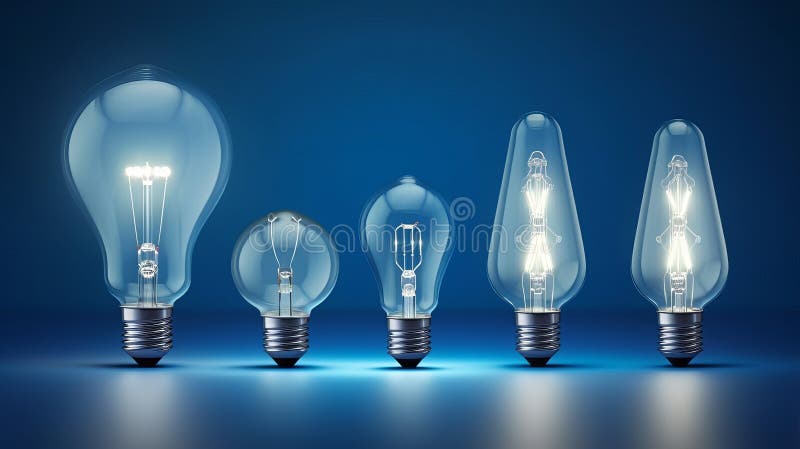 Light Bulbs on Blue Background, Ideas, Genius, Illuminated Ideas ...
