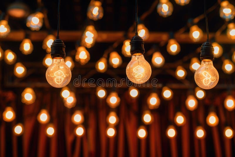 Light Bulbs Ceiling Installation Stock Image - Image of industrial ...