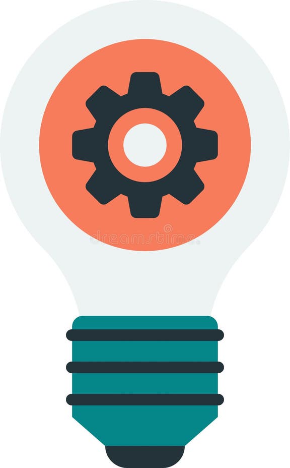 Light Bulbs and Cogs Illustration in Minimal Style Stock Vector ...