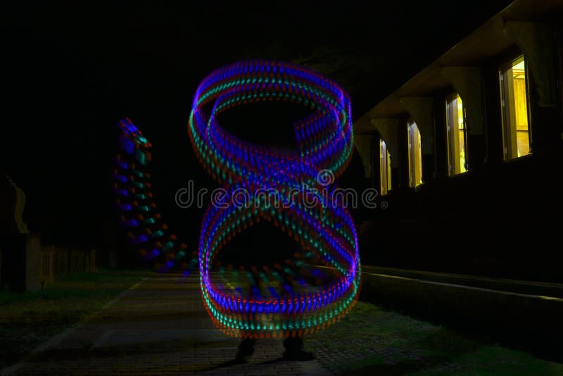 Light Bulbs and Colored Lights that are Rotating Stock Photo - Image of ...