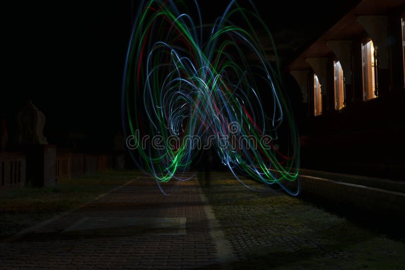 Light Bulbs and Colored Lights that are Rotating Stock Photo - Image of ...