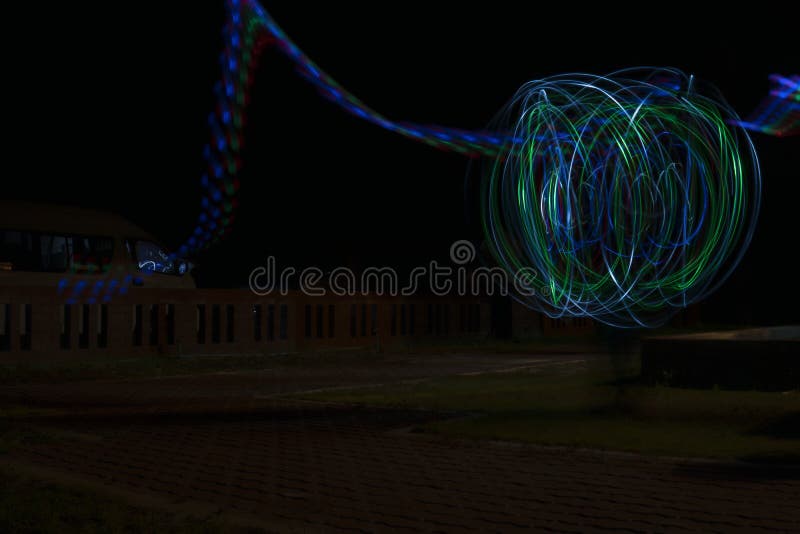 Light Bulbs and Colored Lights that are Rotating Stock Photo - Image of ...