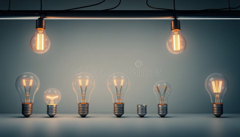 Light Bulbs Concept on Busnisess Digital Marketing Stock Illustration ...