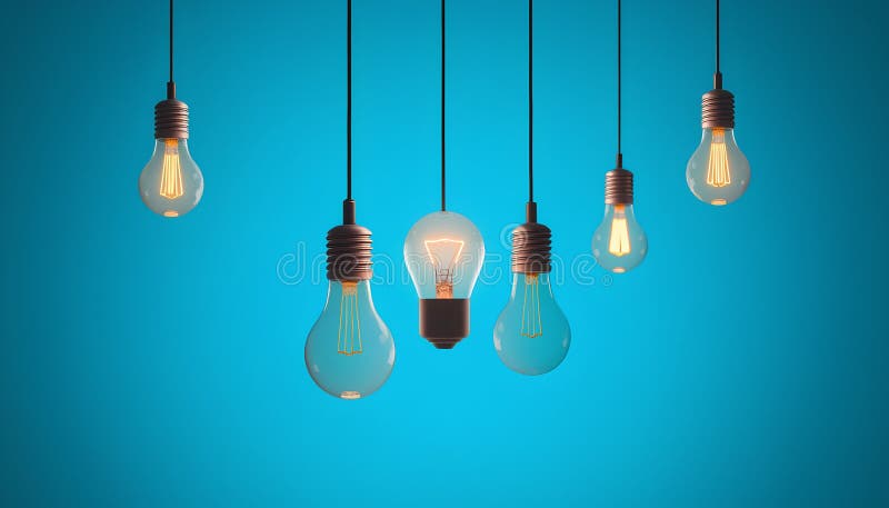 Light Bulbs Concept on Busnisess Digital Marketing 3 Stock Illustration ...
